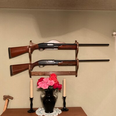 2 Gun Rack Wall Mount Gun Display Rack Red Oak With Walnut or Golden ...