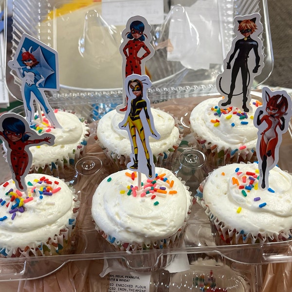 10 Pcs Miraculous Ladybug Cupcake Toppers - Adorable Party Decorations for Miraculous-themed ...