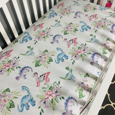 Dinosaur Crib Sheet, Crib Sheets Girl, Baby Girl Dinosaur Crib Bedding ...