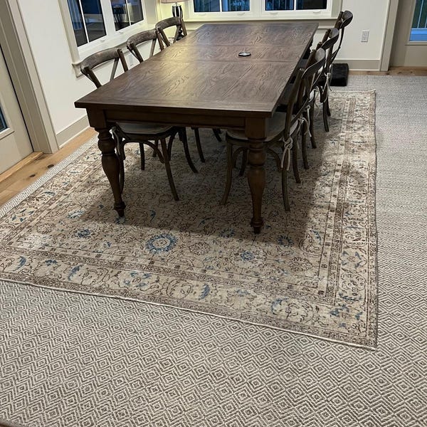 5x9 Mid Century Modern Rug, Living Room Decor, White Turkish Rug ...