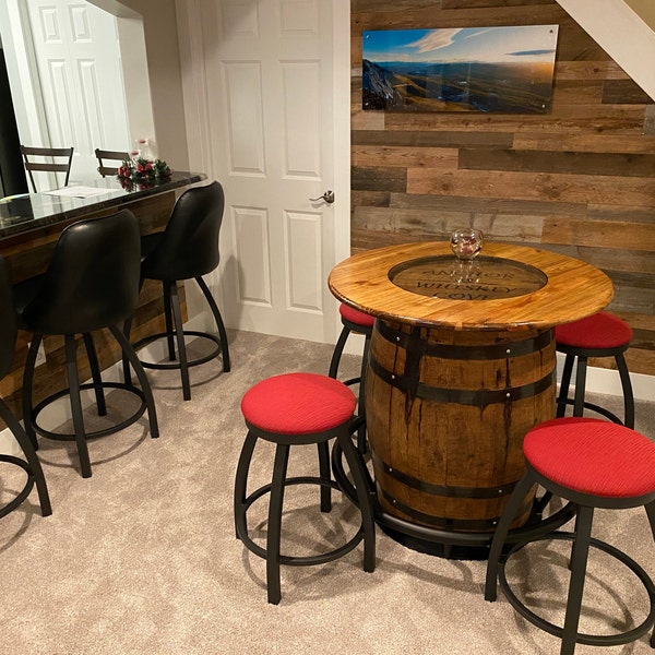 Custom Finished Bourbon Barrel Pub Table - Etsy