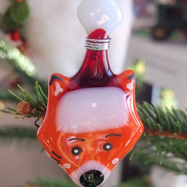 Fused Glass Christmas Fox Decoration, Tree Decoration, Christmas ...