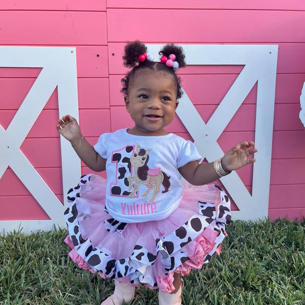 First Birthday Tutu, Cowgirl Tutu Set, Barnyard Birthday Outfit, Horse ...
