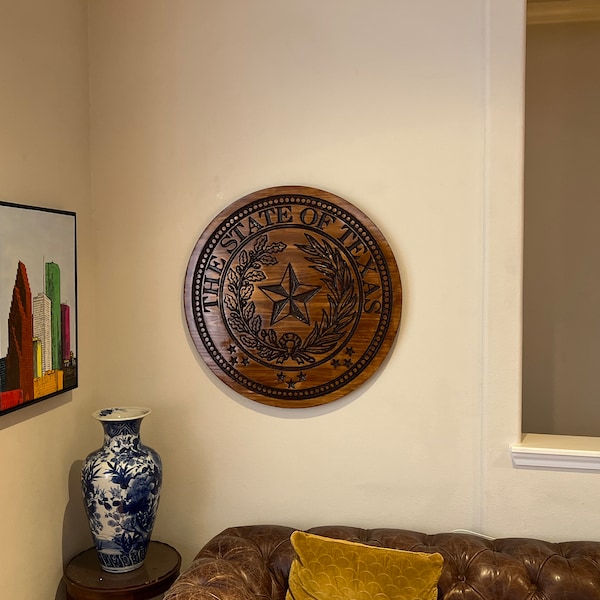 Texas Personalized Gift TEXAS Wall Art 18" State Seal of TEXAS Wall ...