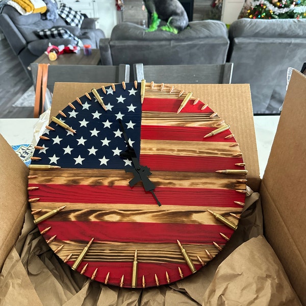 American Flag Clock,rustic USA Clock,patriotic Wall Clock,usa Flag ...
