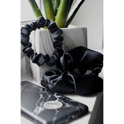 Black Scrunchie,large Scrunchie,skinny Scrunchie,silky Satin Scrunchie ...