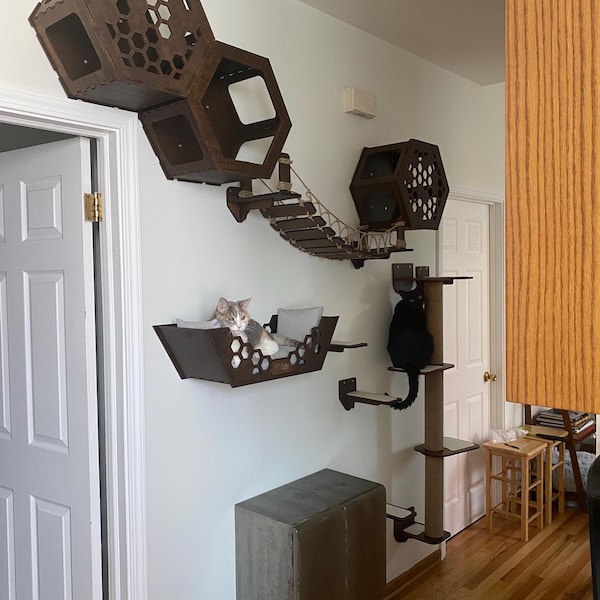 Cat Wall Furniture, Modern Cat Wall Shelves, Cat Wall Bed, Cat Bridge ...