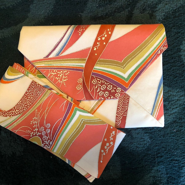 One Handle Bag / Obi Bag / Pink and Silver Bag /zipper Pocket / Bright ...