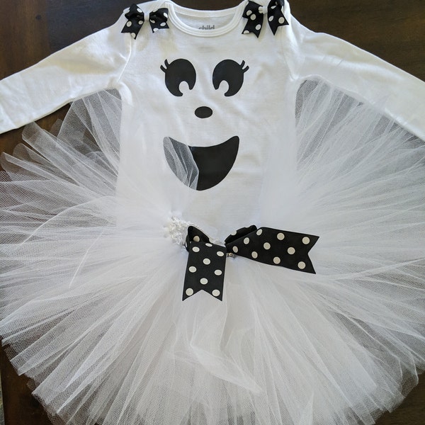 Cute Ghost Halloween Tutu Skirt and Shirt Long Sleeve Bodysuit Newborn ...