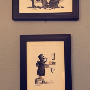 5x7 Giclée Art Print Pen and Ink Drawing of Cute Grim Reaper - Etsy
