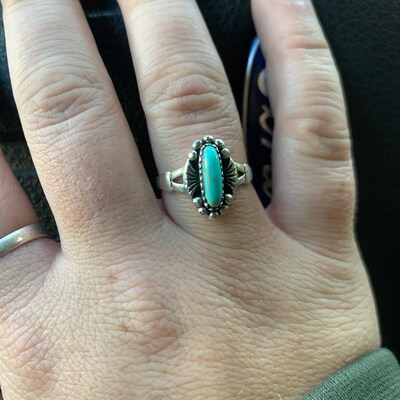 Vintage Southwestern Sterling Silver Turquoise Ring Size 8 - Etsy