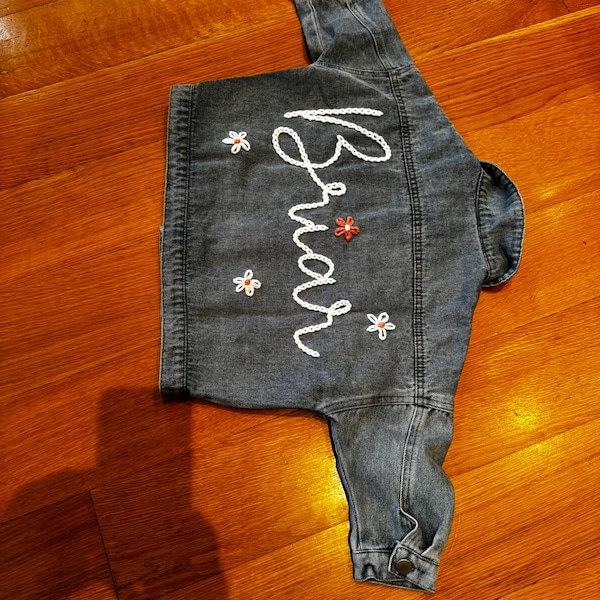 Kids Hand Embroidered Denim Jacket | Personalized Name Kids Jean Jacket ...