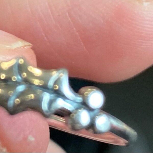 Sterling Silver Holly Ring, Leaf and Berry, Stacking, Winter Jewelry - Etsy