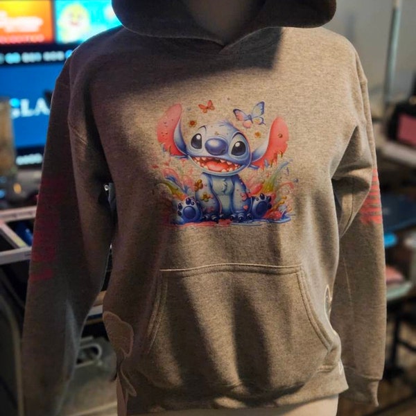 Stitch Floral and Butterflies Watercolor Splash, Clipart Images ...