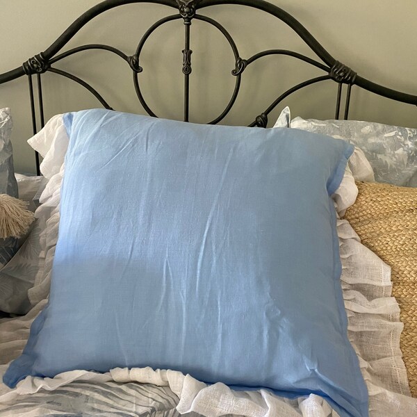 Ruffled Linen Pillow Shams - Long Ruffle Pillowcases - Custom Sizes ...