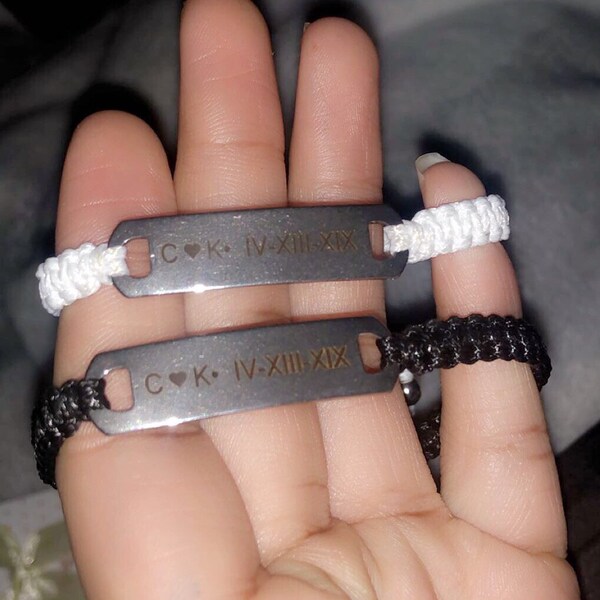 Distance Custom Couple Bracelets Set of 2 Bracelet Personalized His ...