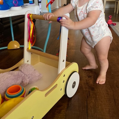 Wooden Walker & Wagon for Baby / Toddlers in Malibu Pink Handcrafted ...