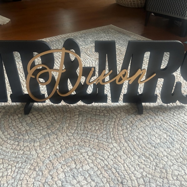 Custom Wedding Gift Sign Name, Personalized Family Name Wood Letters Mr ...