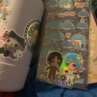 Rei and Lain Autism Chiquita Fumo Plush Holographic Vinyl Sticker - Etsy