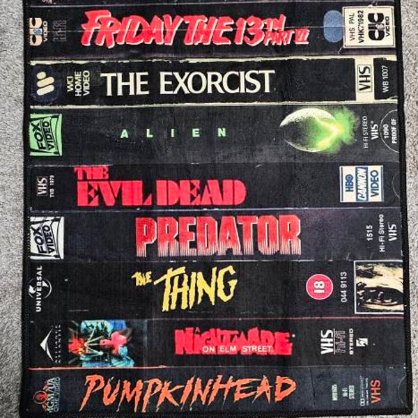 Retro Movies, VHS Films, Horror, Modern Rug, Colorful Rug, Art Rug ...