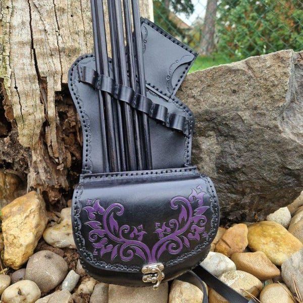Real Leather Side Quiver With Phoenix Motif / Archer Equipment ...