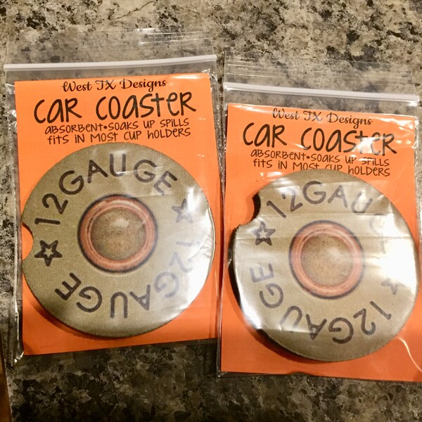 12 Gauge Car Coaster | Car Coasters Set of 2 | Bullet Car Coaster ...