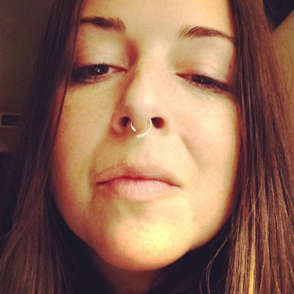 Septum Ring, Asymmetrical, Septum Piercing, Smooth Hammered, Nose Ring ...