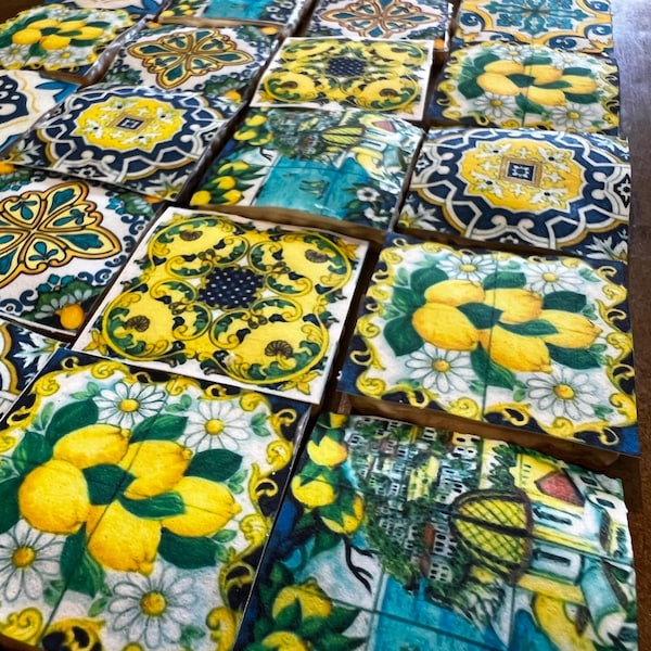 Mediterranean Tile Toppers Italian Ceramic Edible Images Positano Lemon ...