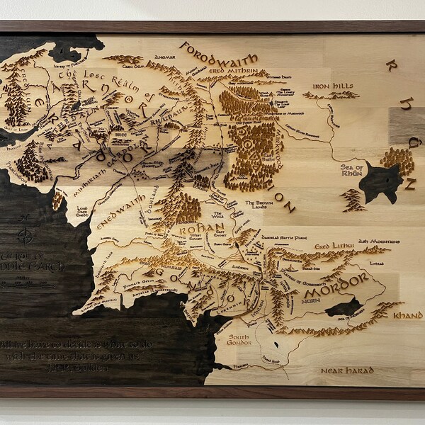 Medium Blue Water Canvas World Map | 24” X 18” | Modern World Map Print ...