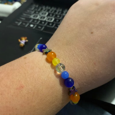 Aroace Pride Flag Star Beaded Gemstone Bracelet, Stretchy Beaded ...