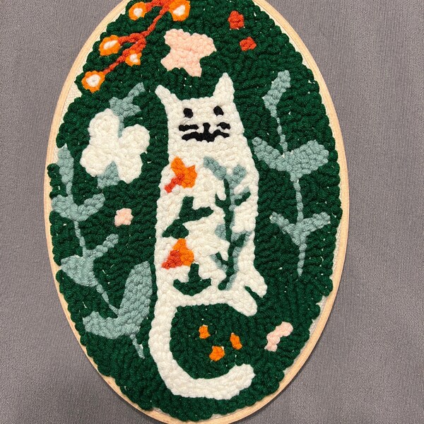 Forest Cat Punch Needle Full Kits for Beginner With Threader Fabric ...