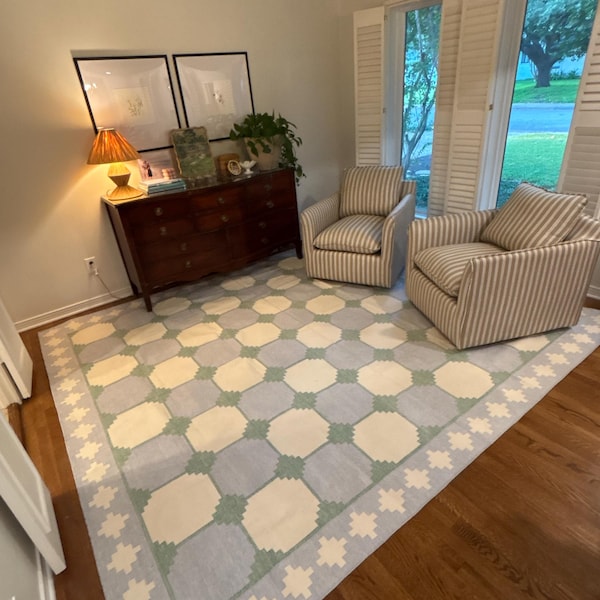 Handmade Flat Weave Rug, Custom Size Area Dhurrie,home & Living Room ...