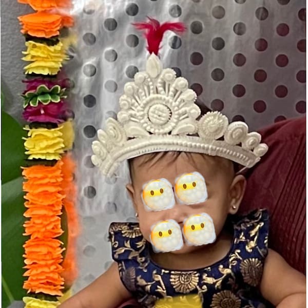 Baby Shola Mukut: Bengali Rice Ceremony Tiara, Infant Headband - Etsy