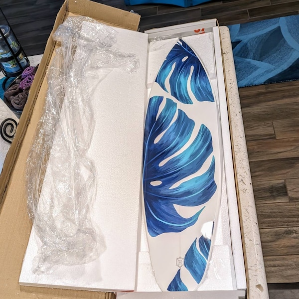 Surfing Inspired Accent Wall Led Light: Blue Marble Effect Surfboard ...