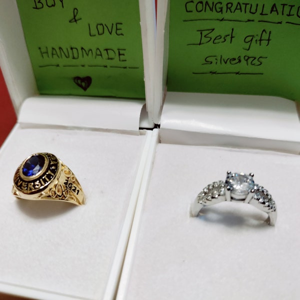 Silver925 Custom High School Class Ring, Gold Color Graduation Gift for ...