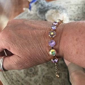 LIMITED Violet Lavender Purple Flower Embellished Tennis Bracelet ...