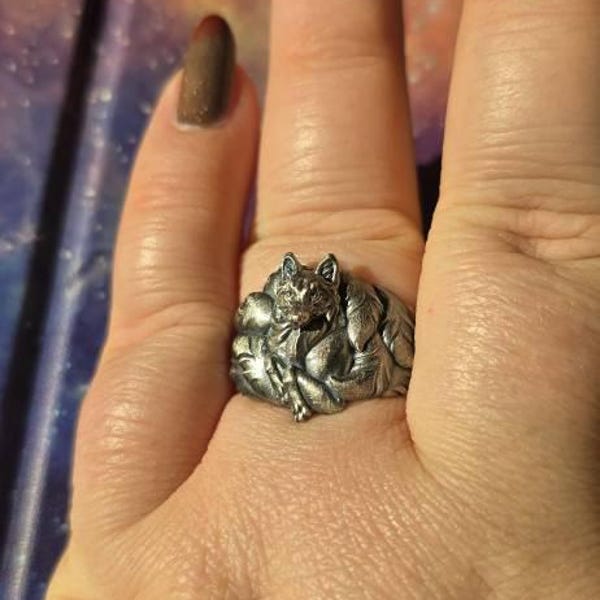 Sterling Silver Angry Wolf Signet Ring, Ring Wolf Head, Wolf Head Ring ...