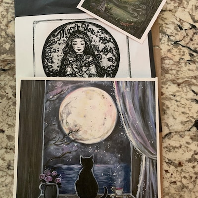 Full Moon Cat - Etsy