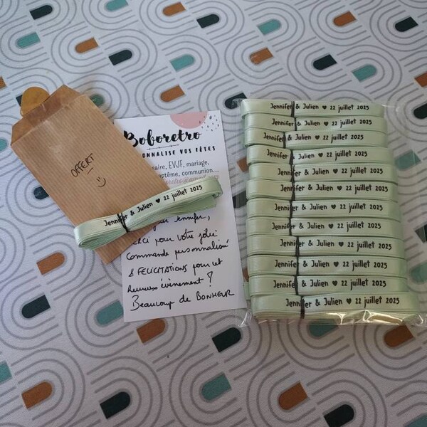 Bracelet ruban satin simple personnalisé (EVJF, Mariage, anniversaire ...