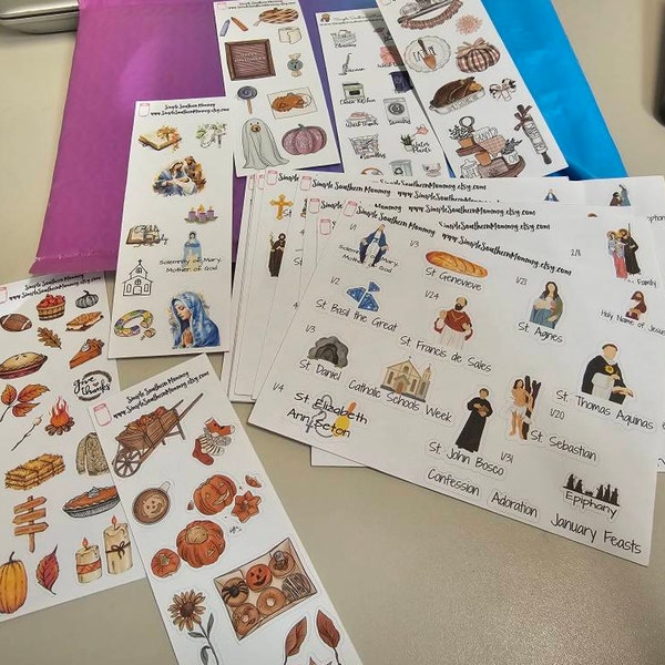 Catholic Feast Day Stickers Monthly Saints Stickers Liturgical Calendar ...