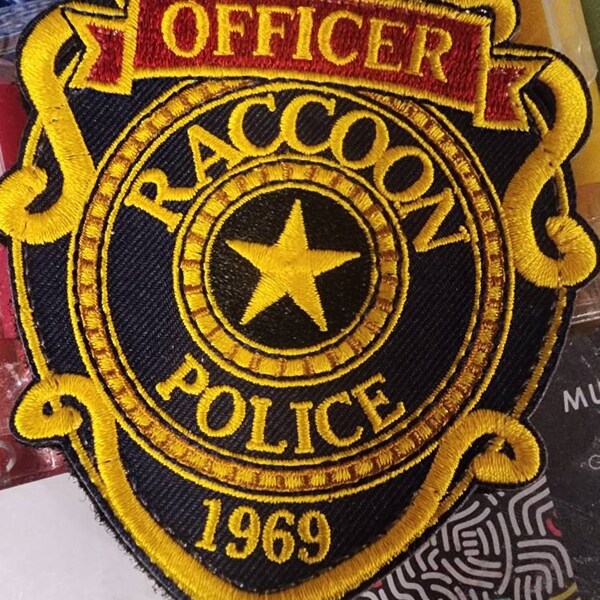 Officer RACCOON POLICE BADGE Blue or Black Patch Morale Embroidery ...
