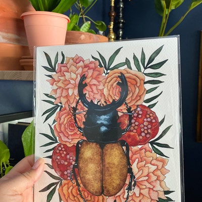 June Bug Insect Print of Original Watercolor Painting, Entomology Art ...