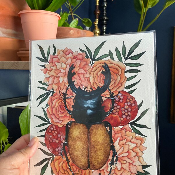 June Bug Insect Print of Original Watercolor Painting, Entomology Art ...