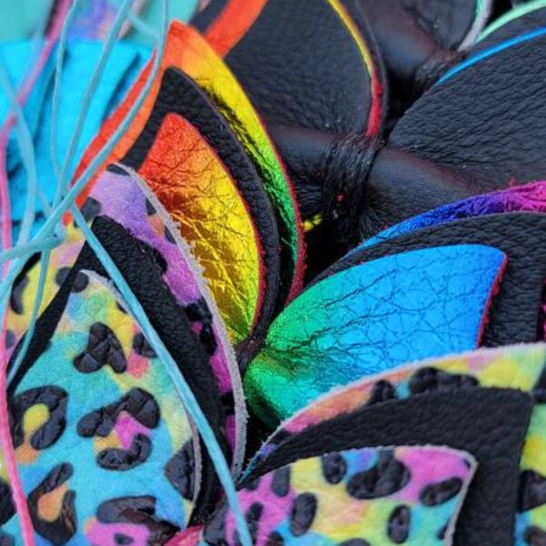 8x10 NEON RAINBOW LEOPARD Print Cowhide Leather 4 Oz/1.6 Mm gray ...