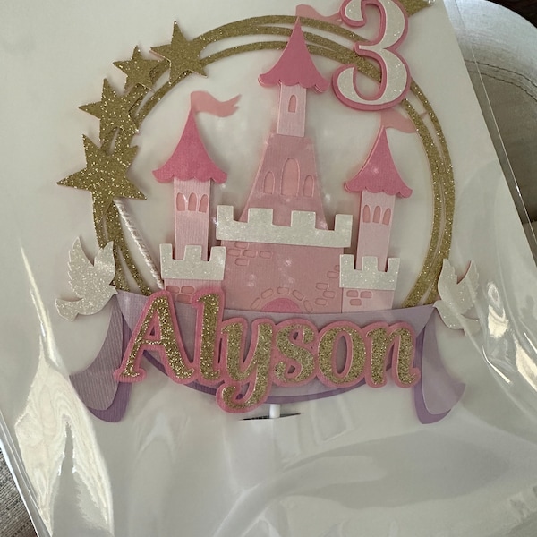 Princess Castle Cake Topper | Personalized Birthday Party Decor | Pink ...