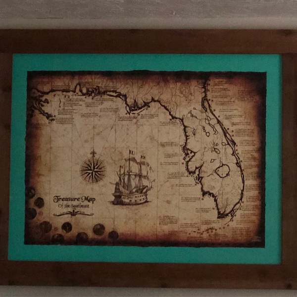 Treasure Map of the Southeast Limited Edition, 16" X 22" Treasure Map ...