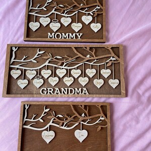 Family Tree Hanging Heart 3D Wall Hanging Decoration or Gift With Stand ...