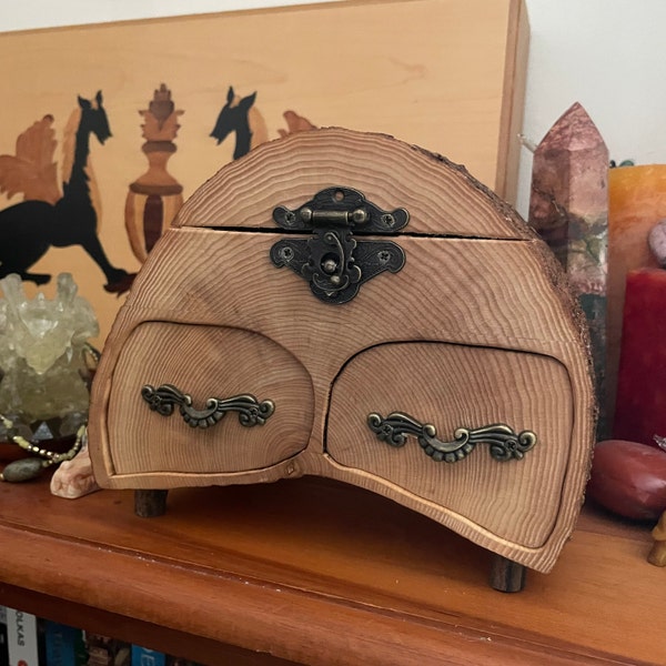 Rustic Log Box From Firewood With Bark, Fairy Drawer, Pear Wood ...