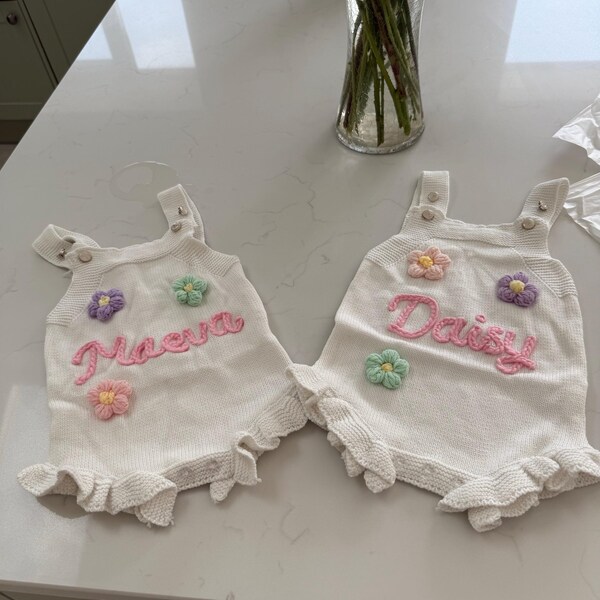 Personalized Embroidered Baby Romper, 100% Cotton Bodysuit - Etsy