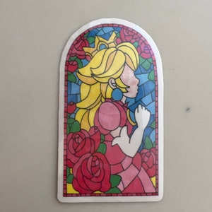 Princess Peach Stained Glass Window Holographic Sticker - Etsy